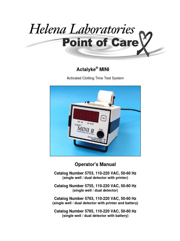 Actalyke Mini: Activated Clotting Time Test System | PDF | Coefficient ...