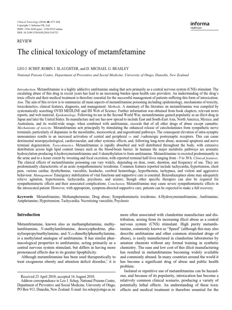 The Clinical Toxicology of Metamfetamine: ISSN: 1556-3650 Print / 1556 ...