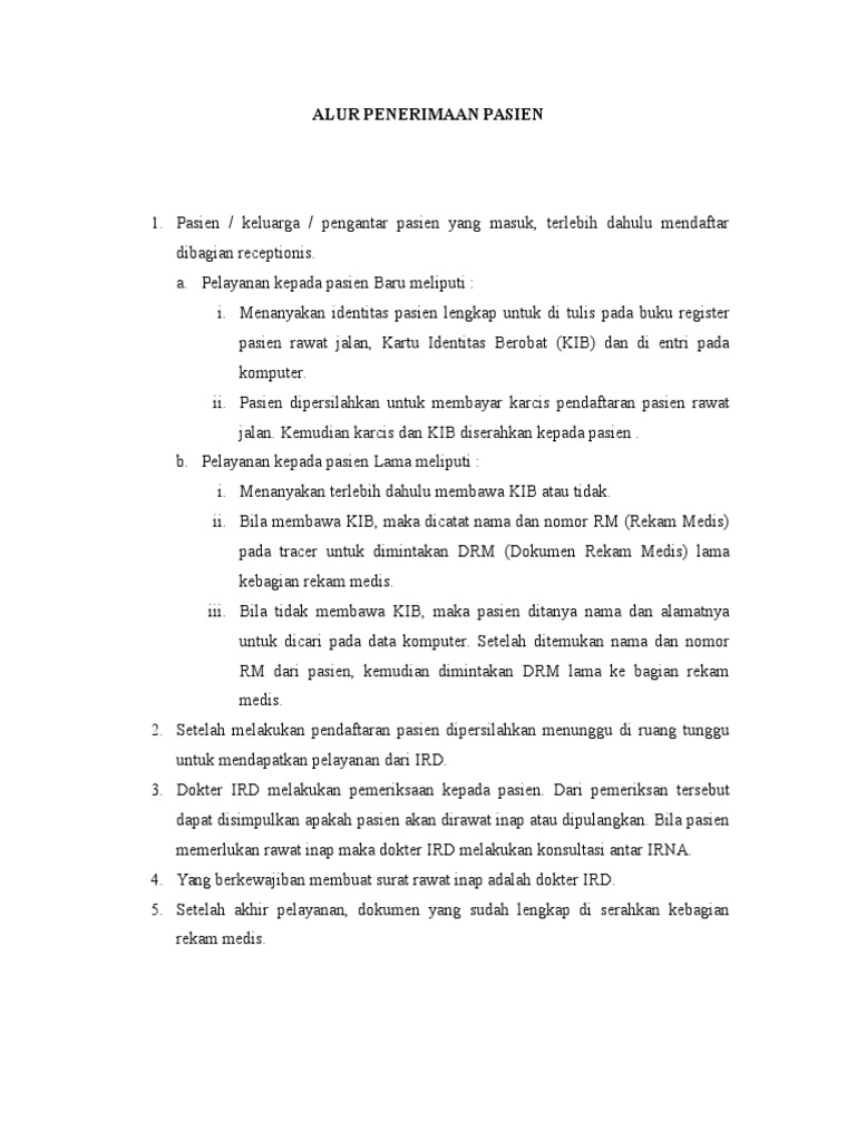 Alur Penerimaan Pasien | PDF