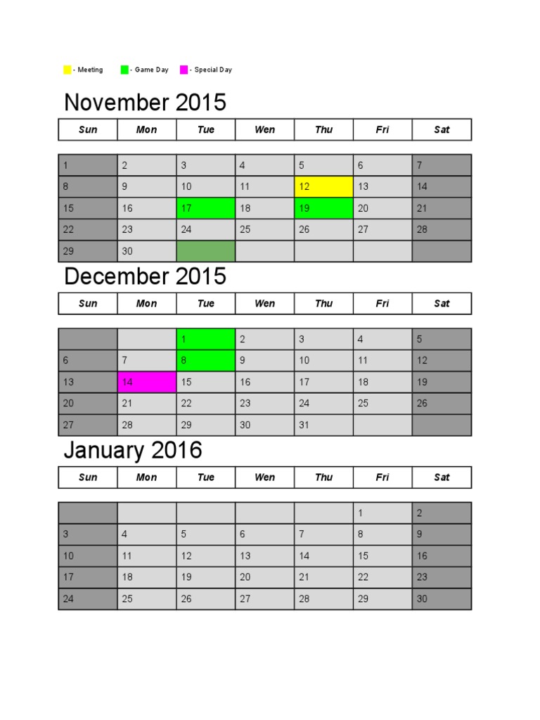 2015-2016 Event Calendar Overview | PDF