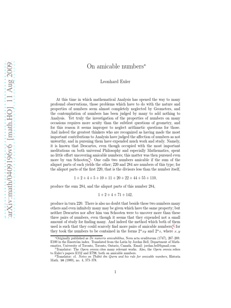 On Amicable Numbers | PDF | Numbers | Teaching Mathematics