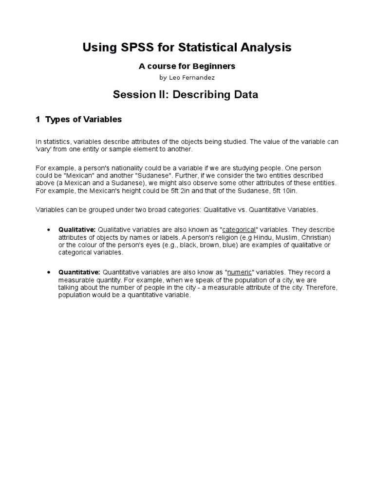 Understanding Variable Types and Defining Variables in SPSS | PDF | Spss | Level Of Measurement
