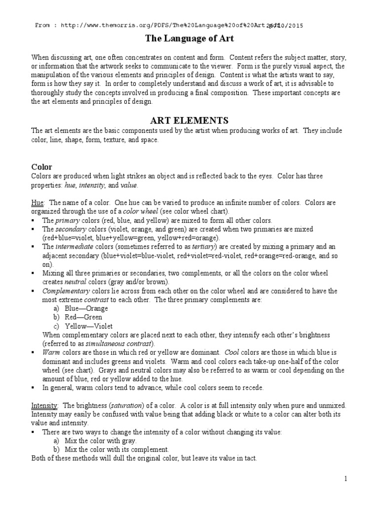 The Language of Art | PDF | Perspective (Graphical) | Composition ...