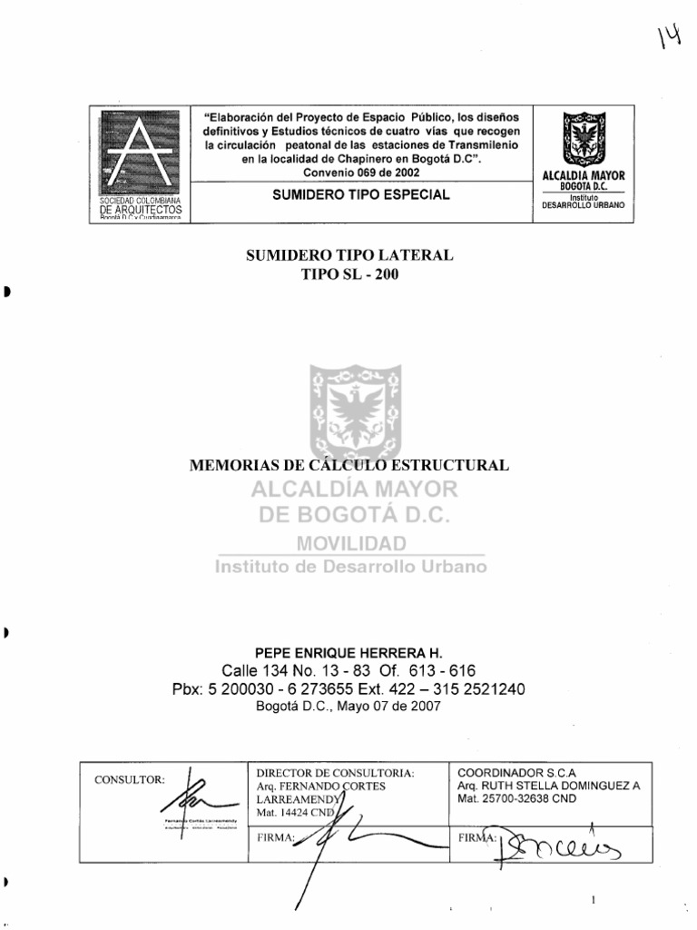 Sumidero Tipo Lateral Tipo SL - 200 | PDF | Bogotá | Ingeniero civil