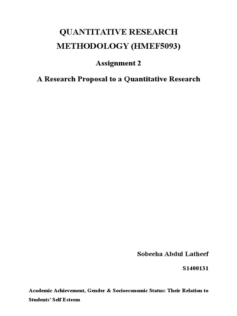 Quantitative Research Methodology Assignment 2 | PDF | Self Esteem ...