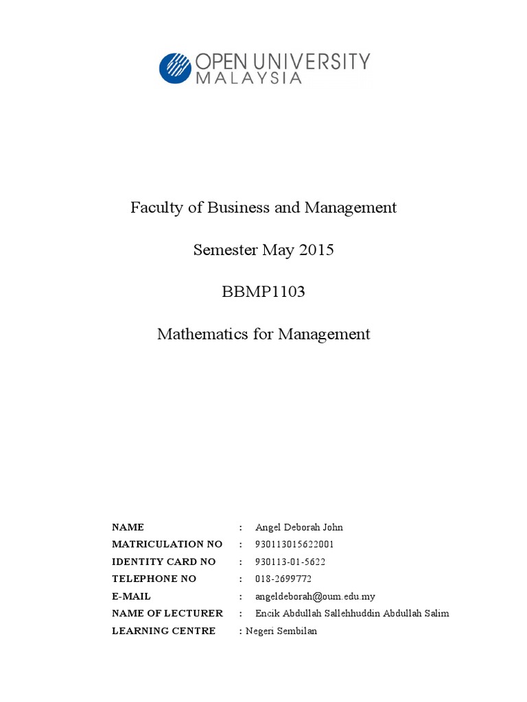 Mathematics for Management Guide | PDF | Equations | Matrix (Mathematics)
