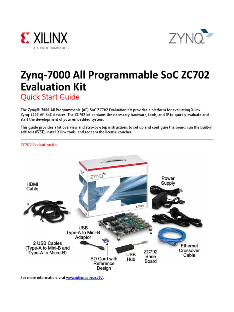 Zynq-7000 All Programmable Soc Zc702 Evaluation Kit: Quick Start Guide ...