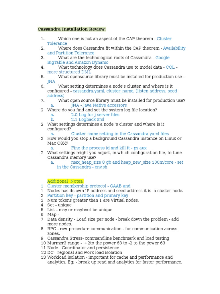 Cassandra Installation Review Pdf Database Index Replication Computing