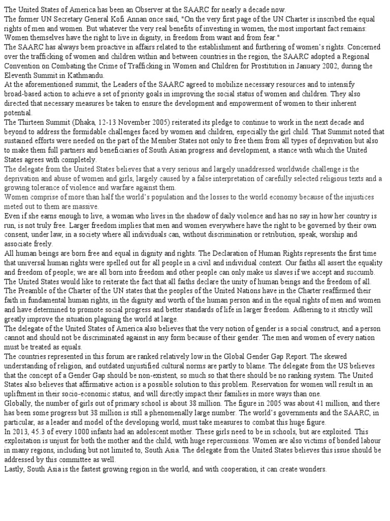 An Example of A Position Paper For A MUN Conference | PDF | Human ...