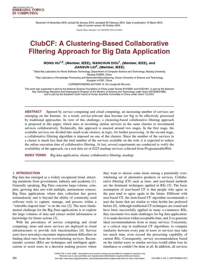 Clubcf: A Clustering-Based Collaborative Filtering Approach For Big ...