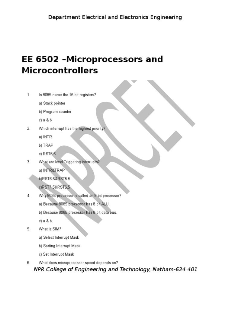 MPMC 100 MCQ Set I | PDF | Instruction Set | Central Processing Unit