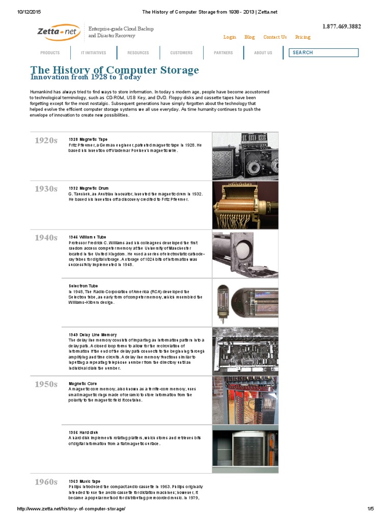 The History of Computer Storage From 1938 - 2013 - Zetta | PDF ...