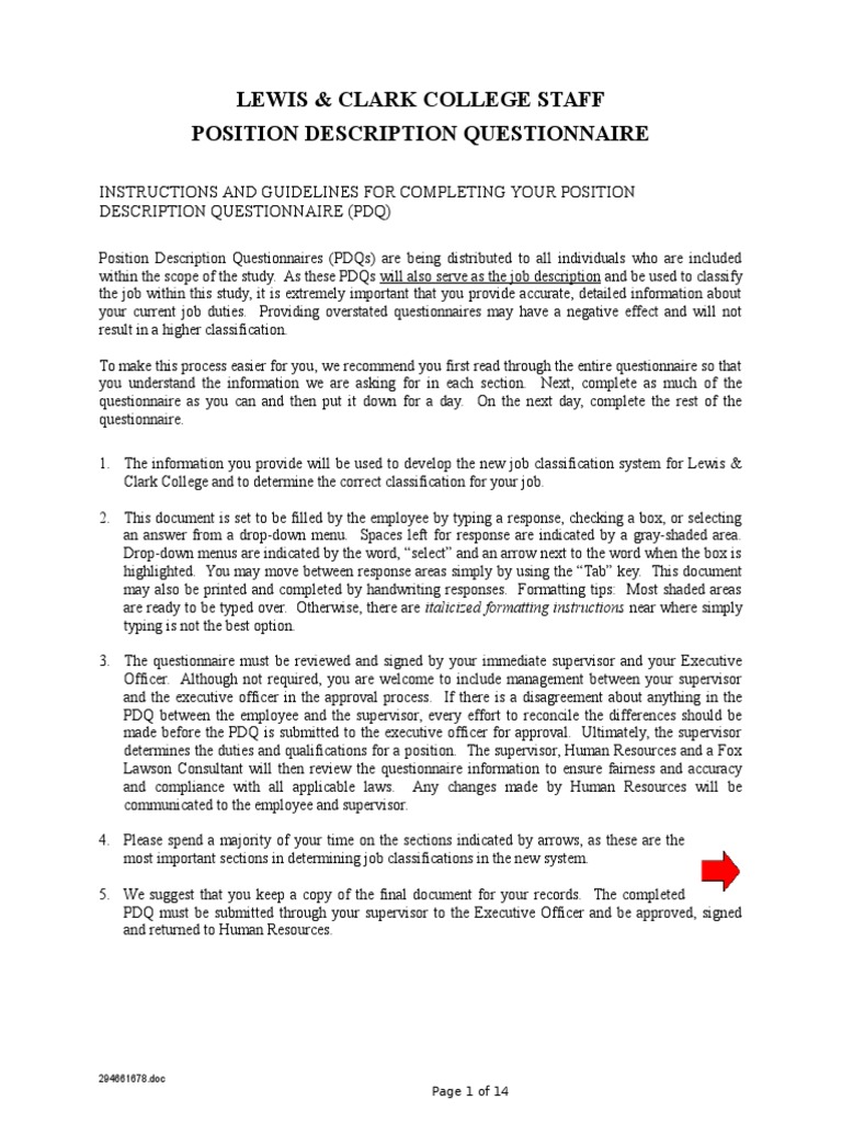 Position Description Questionnaire | PDF | Eye | Perception