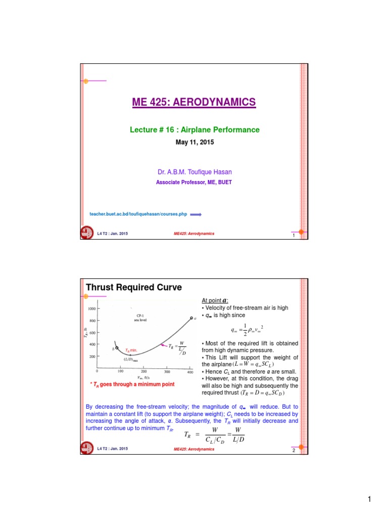 Me 425: Aerodynamics: Thrust Required Curve | PDF | Lift (Force) | Drag ...