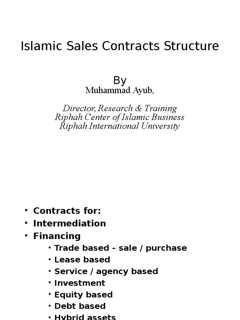 Islamic Sales Contracts Structure | PDF | Islamic Banking And Finance ...