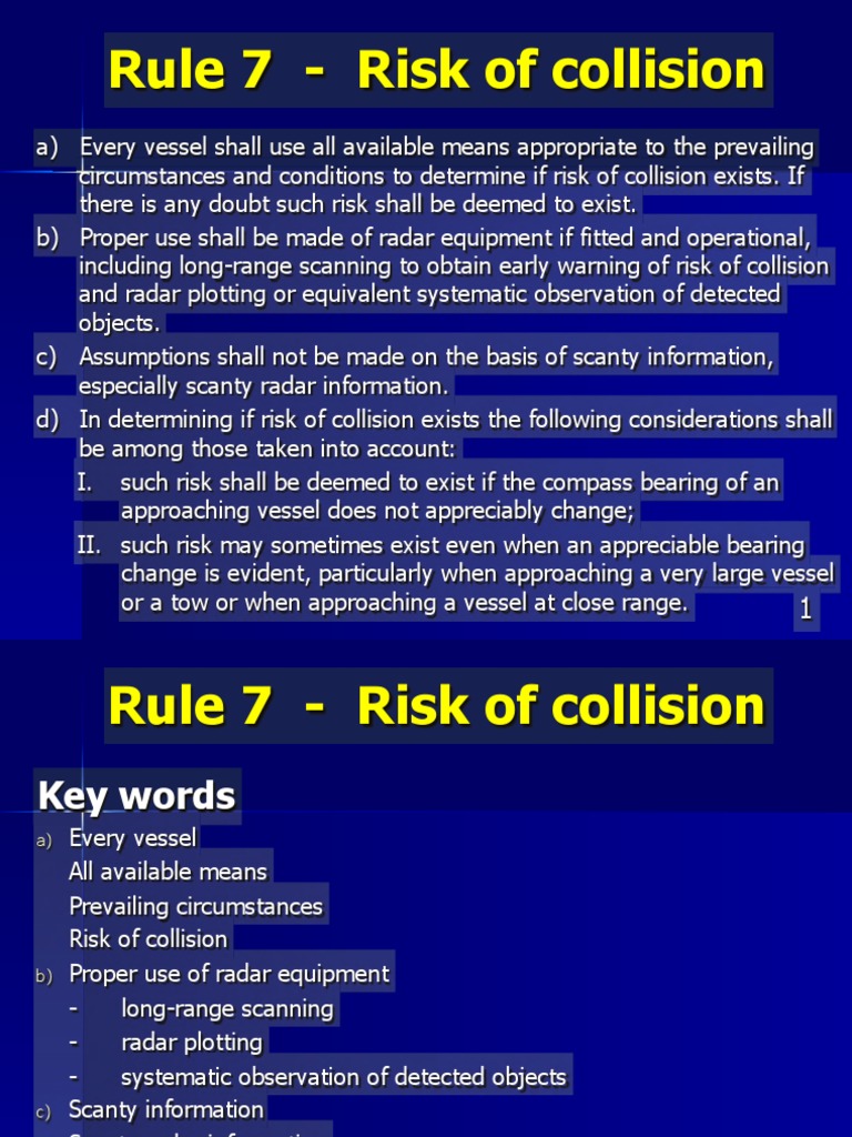 Rule 07 - Risk of Collision ROR | Radar | Navigation