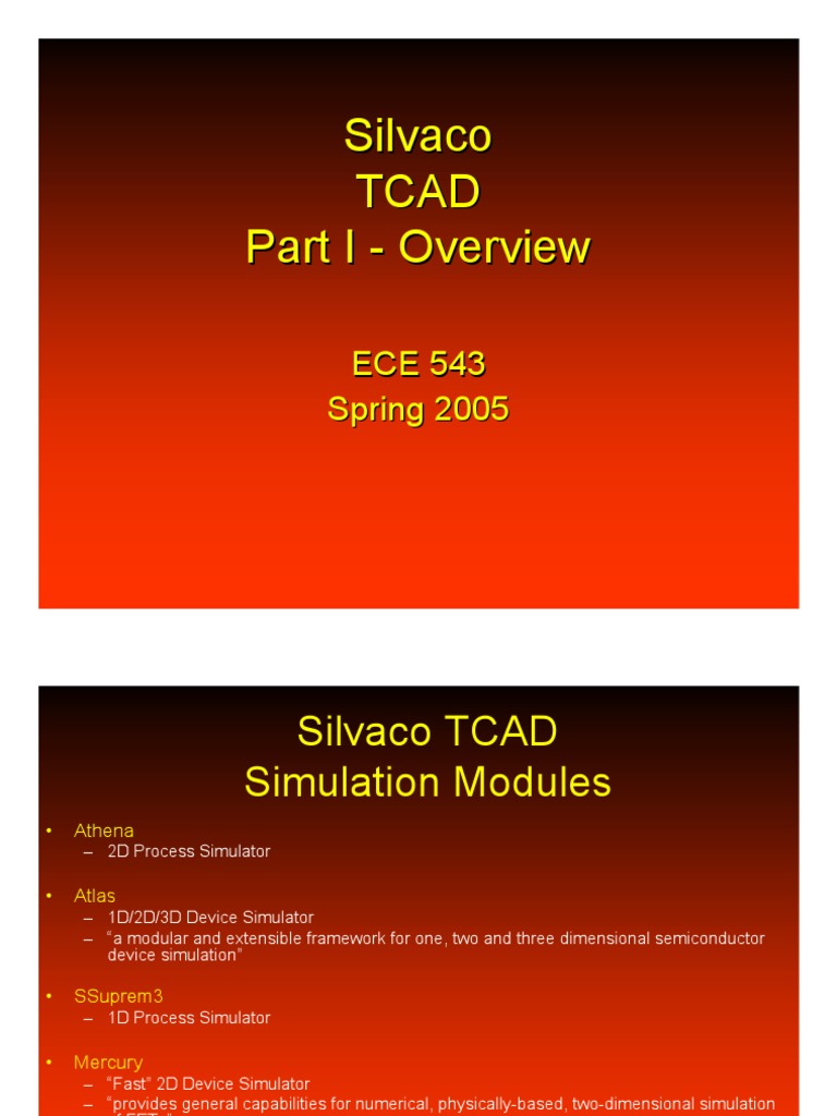 Silvaco TCAD Part I - Overview | PDF | Semiconductors | Silicon