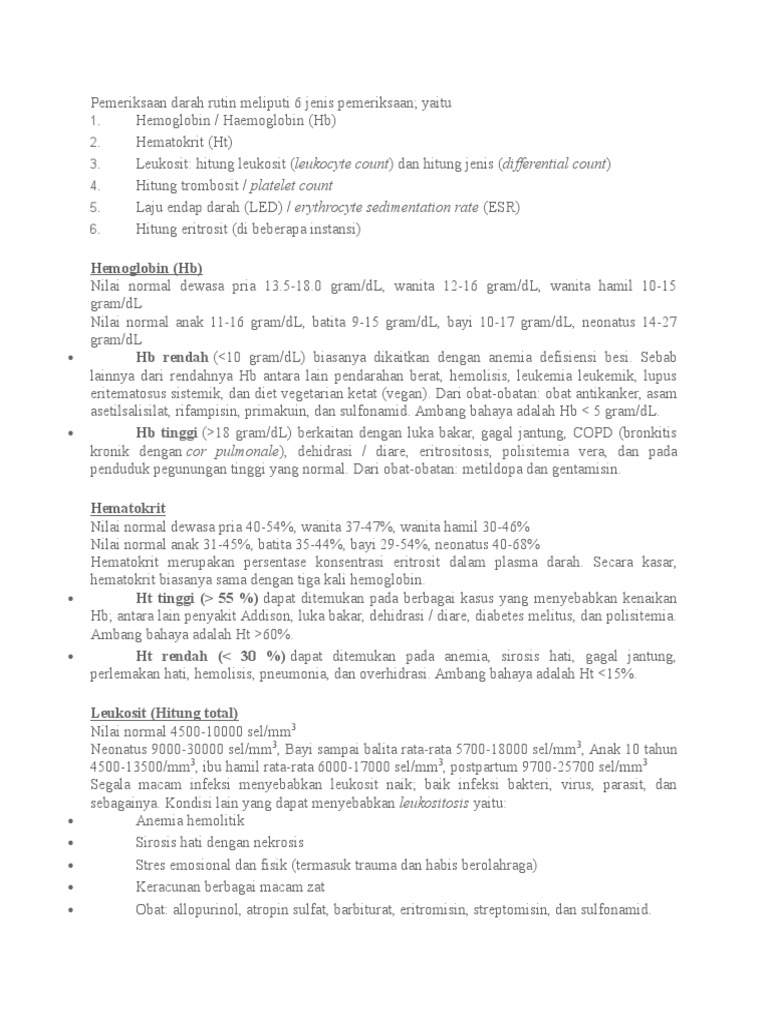 Pemeriksaan LAB Darah Rutin | PDF