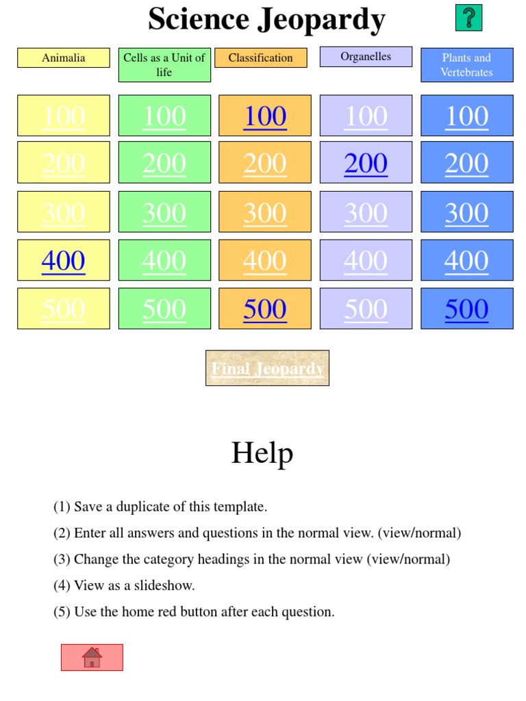 Cell and Classification - Review Jeopardy | PDF | Organelle | Cell ...