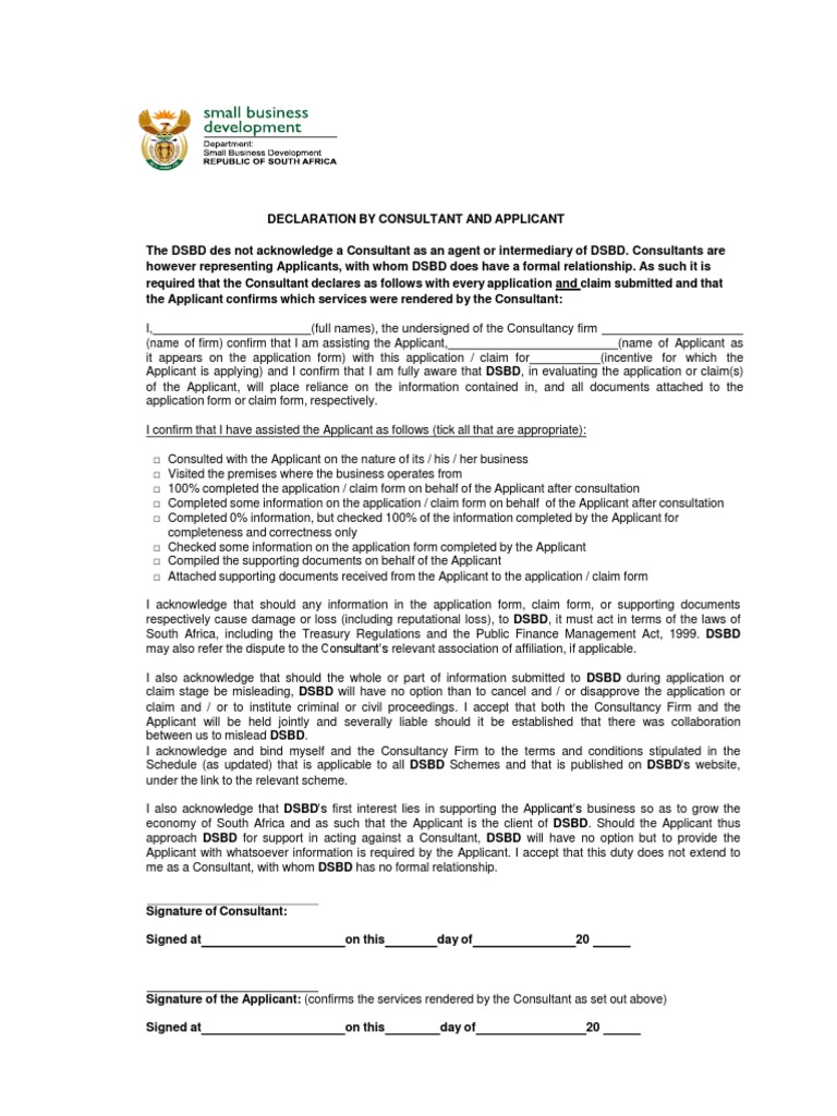 NF Declaration | PDF | Consultant | Business