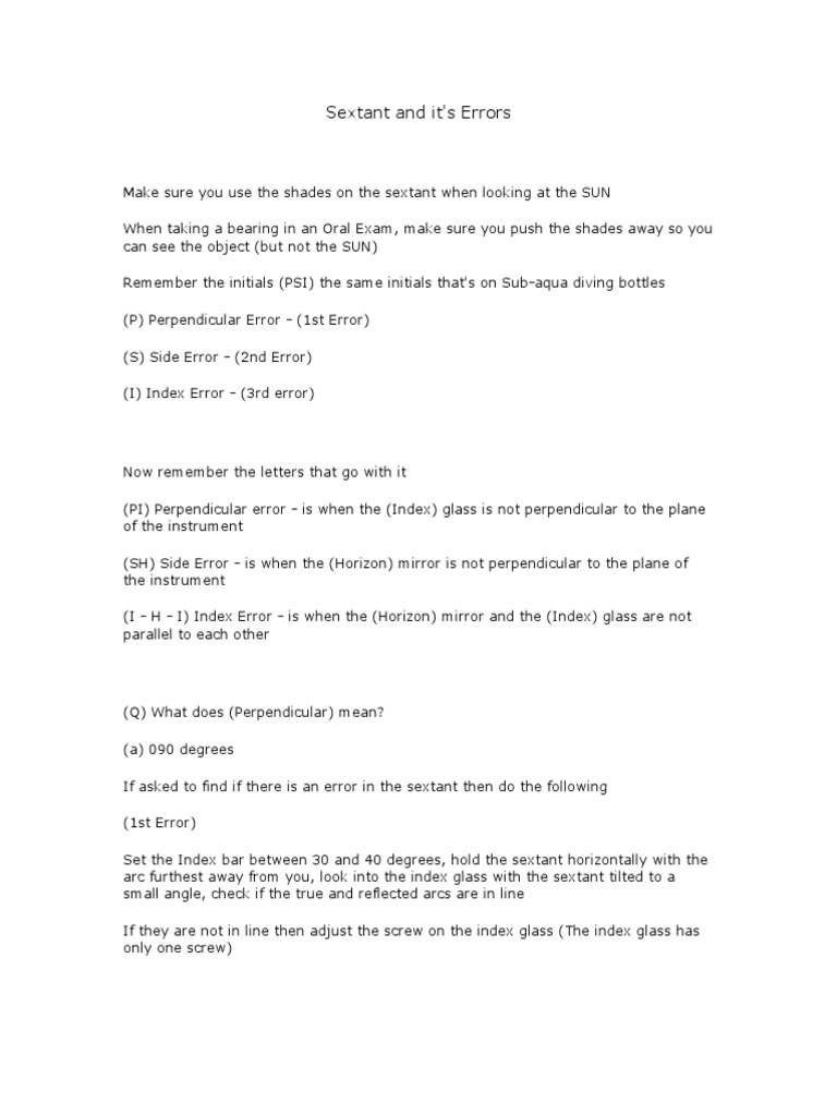 Sextant 26 Errors | Download Free PDF | Equipment | Astronomy