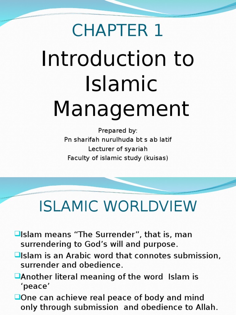 CH 1 Intro To Islamic Management BARU | PDF | Tawhid | Good And Evil