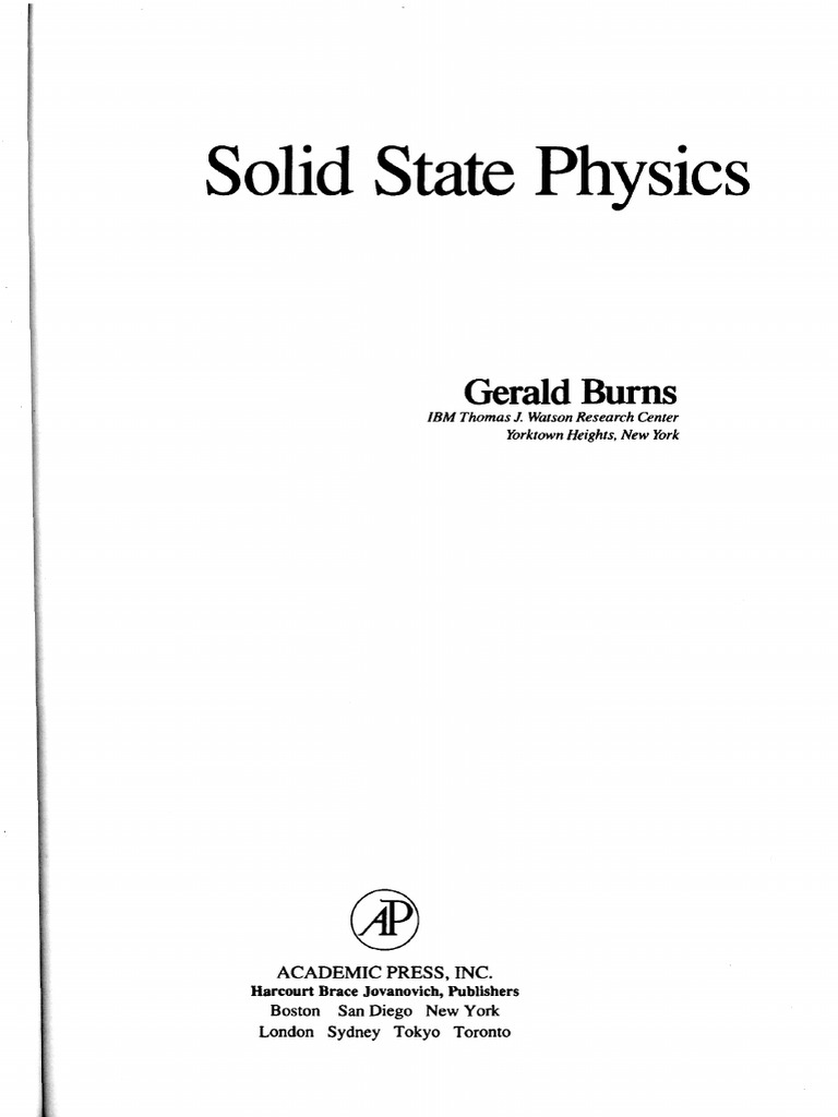 Gerald Burns Solid State Physics | PDF | Phonon | Chemical Bond