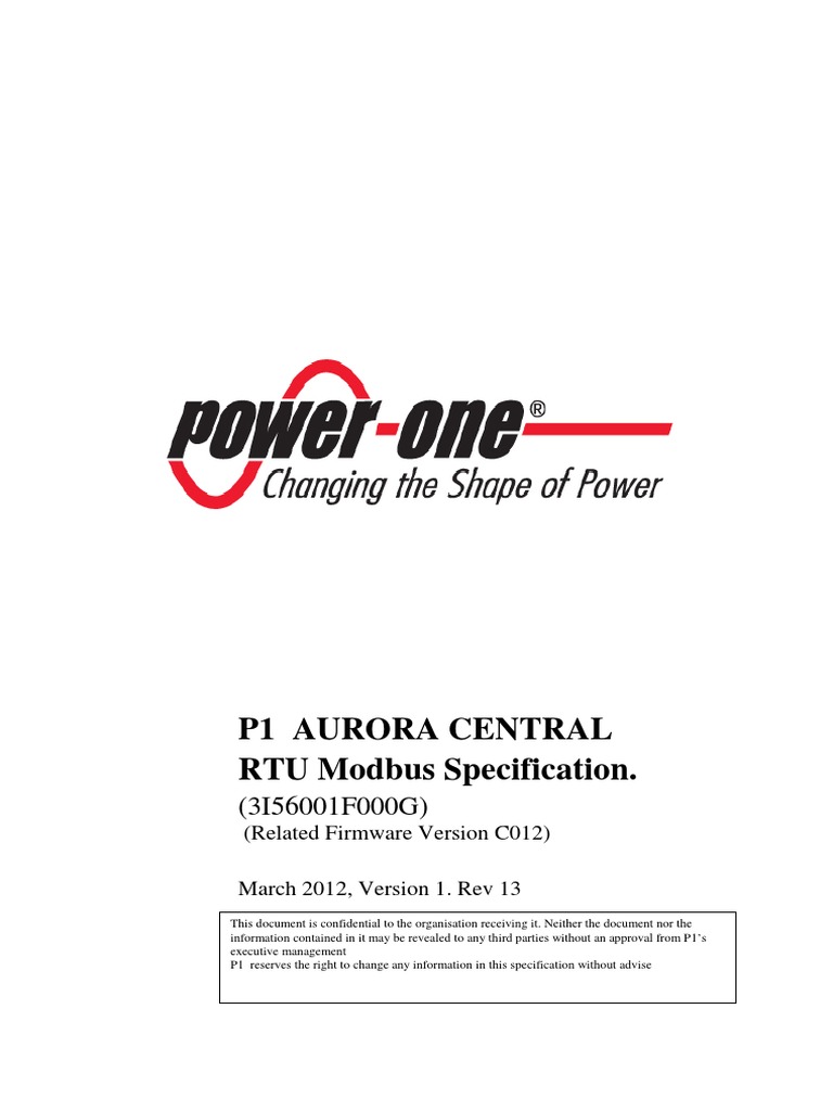 PVI-RS485-MODBUS-RTU - ModBus Register Mapping Centrainverter - V1.13 | PDF | Integer (Computer ...