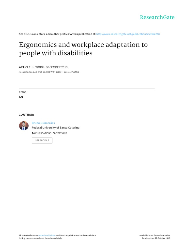 Ergonomics and Workplace Adaptation To People With Disabilities | PDF ...