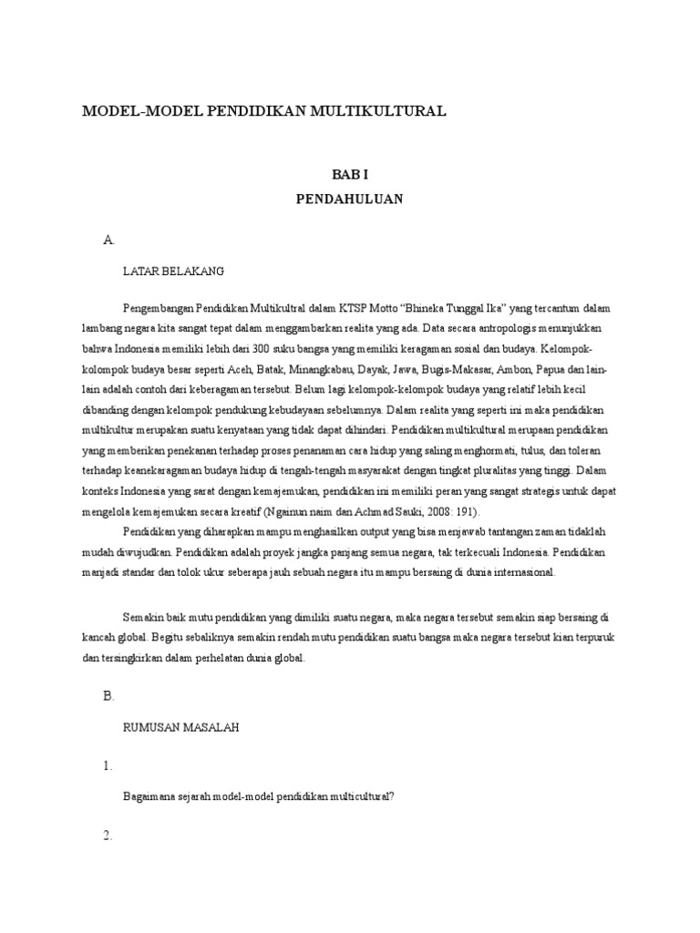 Model Pendidikan Multikultural di Indonesia | PDF