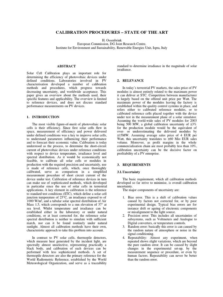 Solar Cell Calibration | PDF | Photovoltaics | Calibration