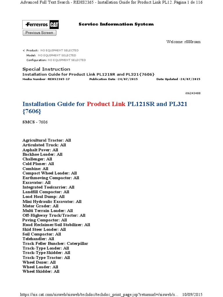 Installation Guide For Product Link PL121SR and PL321 | PDF | Loader ...
