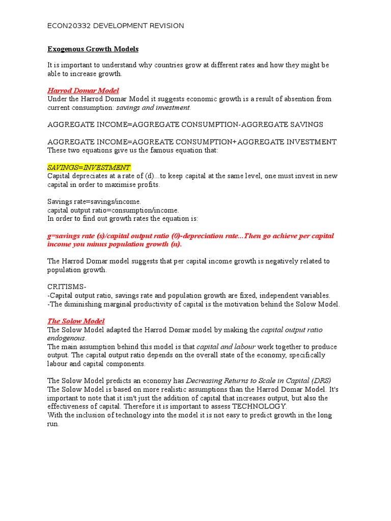 Exogenous Growth Models | PDF