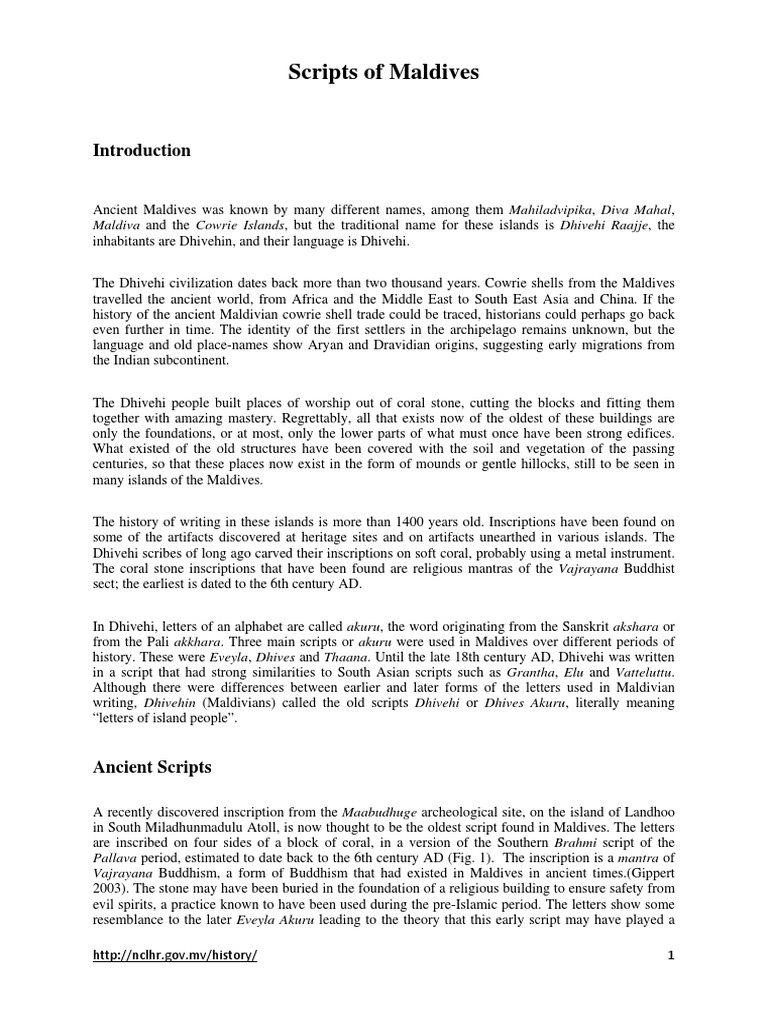Scripts of Maldives | PDF | Languages Of Asia | Writing