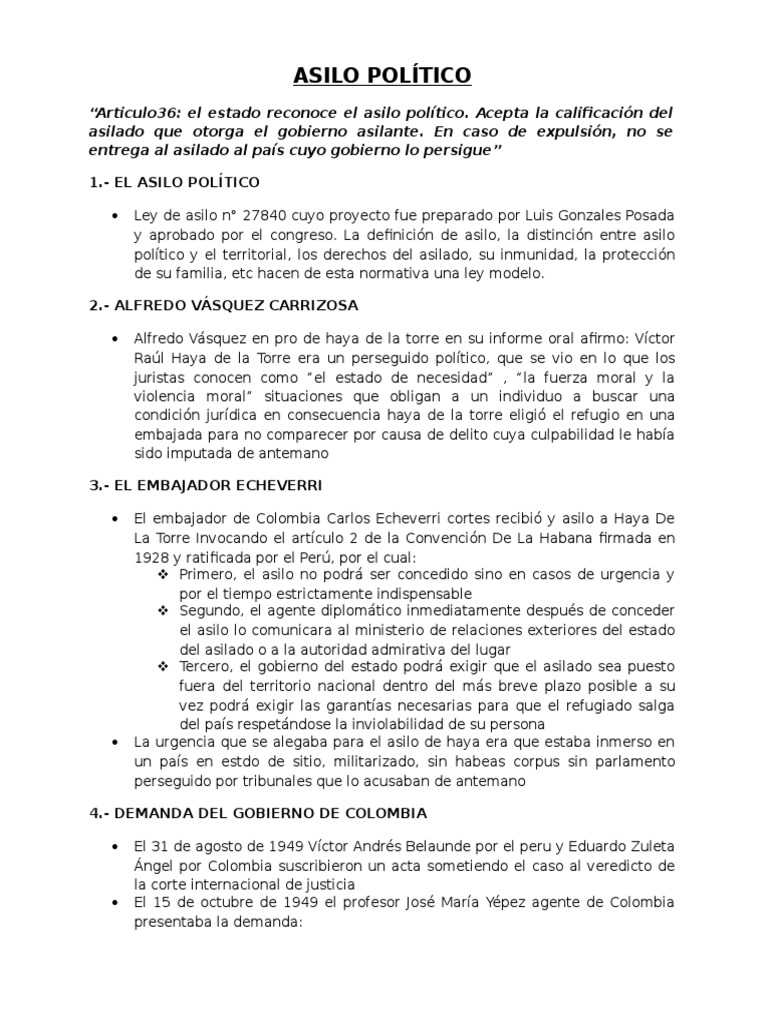 Asilo Político | PDF | Estado (política) | Delito