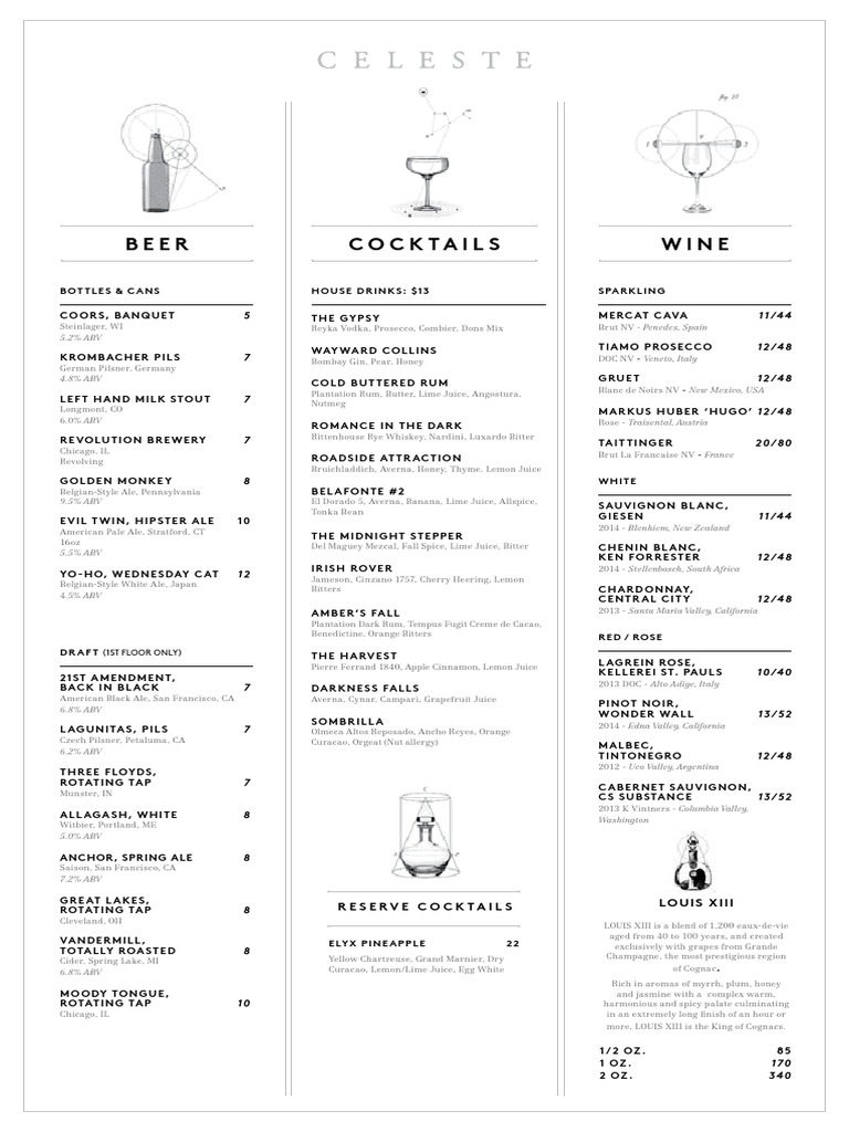 Celeste Menu | PDF | Vinaigrette | Salsa (Sauce)