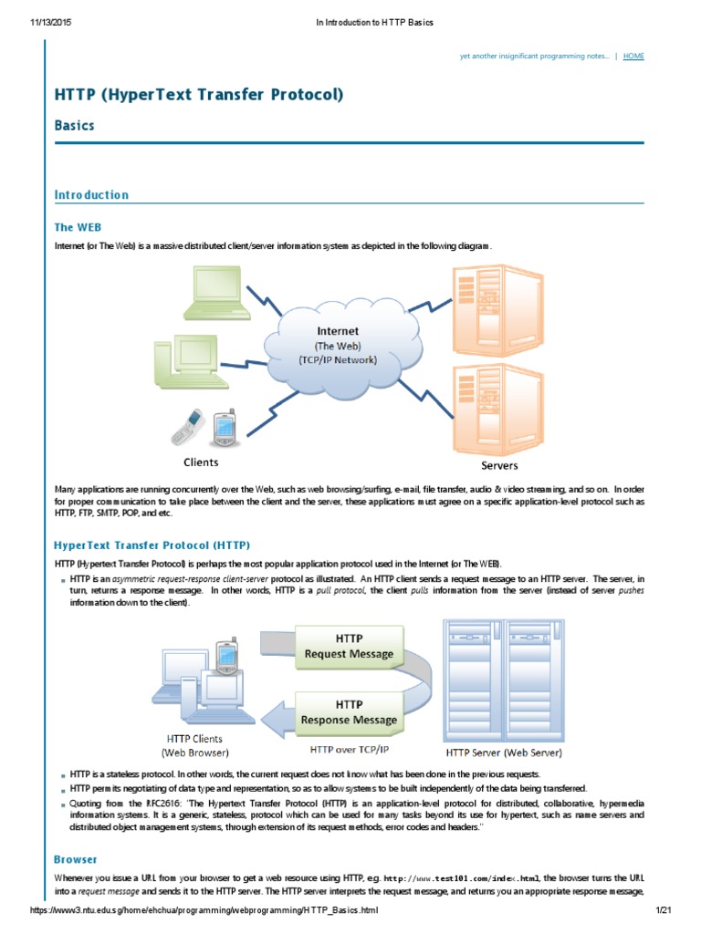 In Introduction To HTTP Basics | PDF | Hypertext Transfer Protocol ...