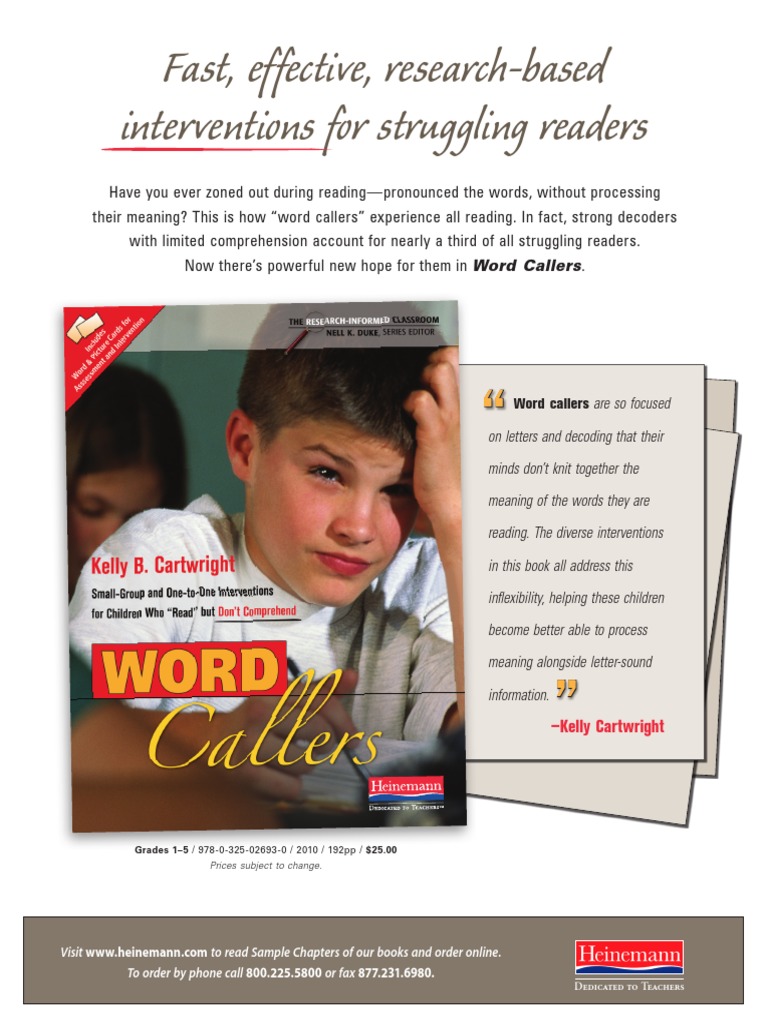 Word Callers Flyer | PDF | Reading Comprehension | Reading (Process)