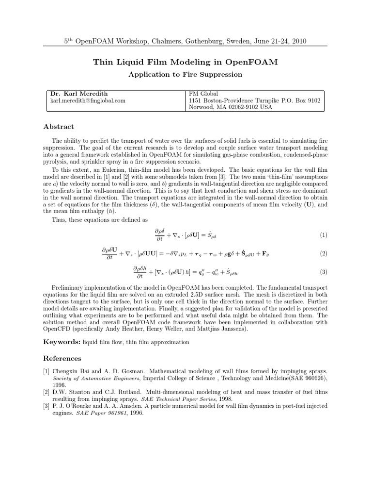 Thin Liquid Films Modeling OPENFOAM | PDF | Physics | Materials Science