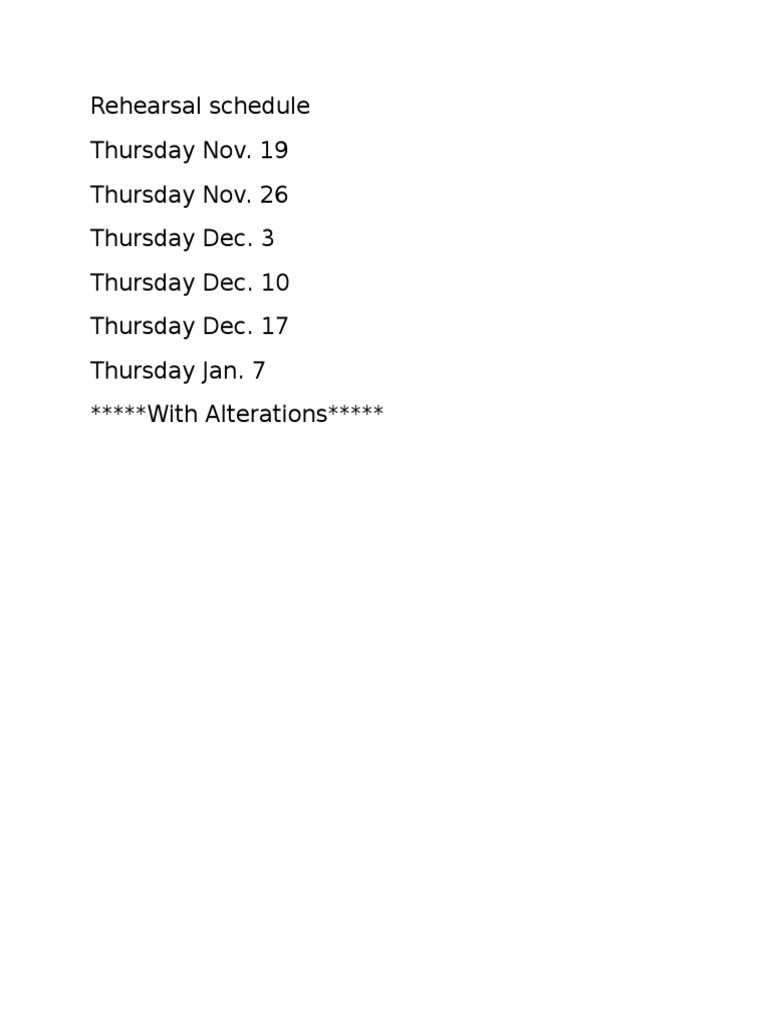 Upcoming Rehearsal Schedule 2023 | PDF