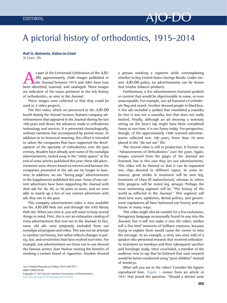 History of Orthodontics 1945-2014 | PDF | Orthodontics | Advertising