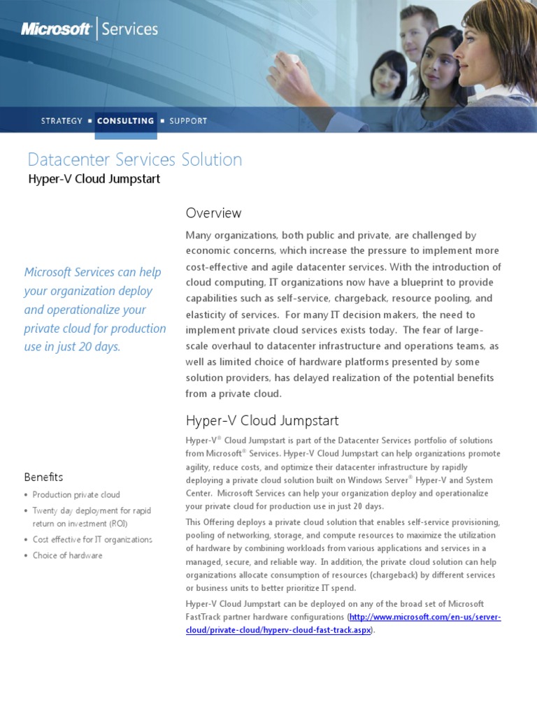 Hyper-V Cloud Jumpstart Datasheet | PDF | Data Center | Cloud Computing