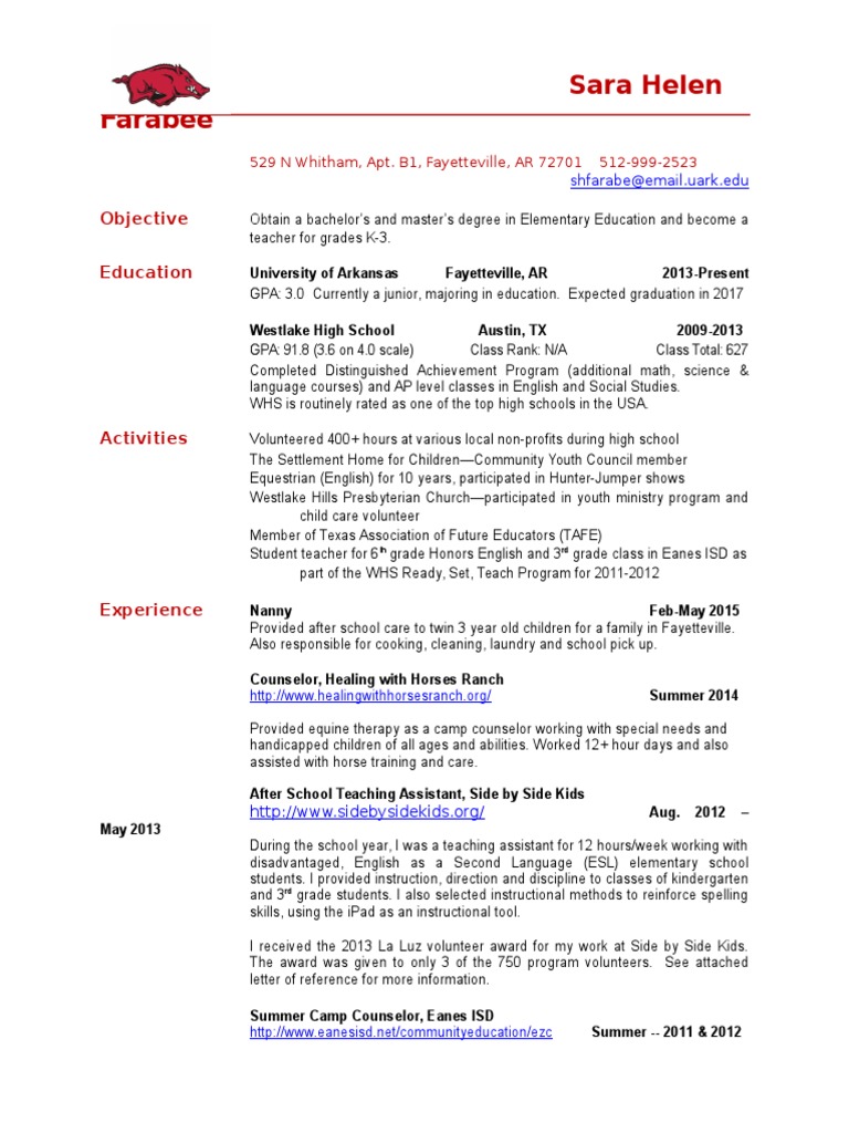 Sara Resume 8-2015 | PDF
