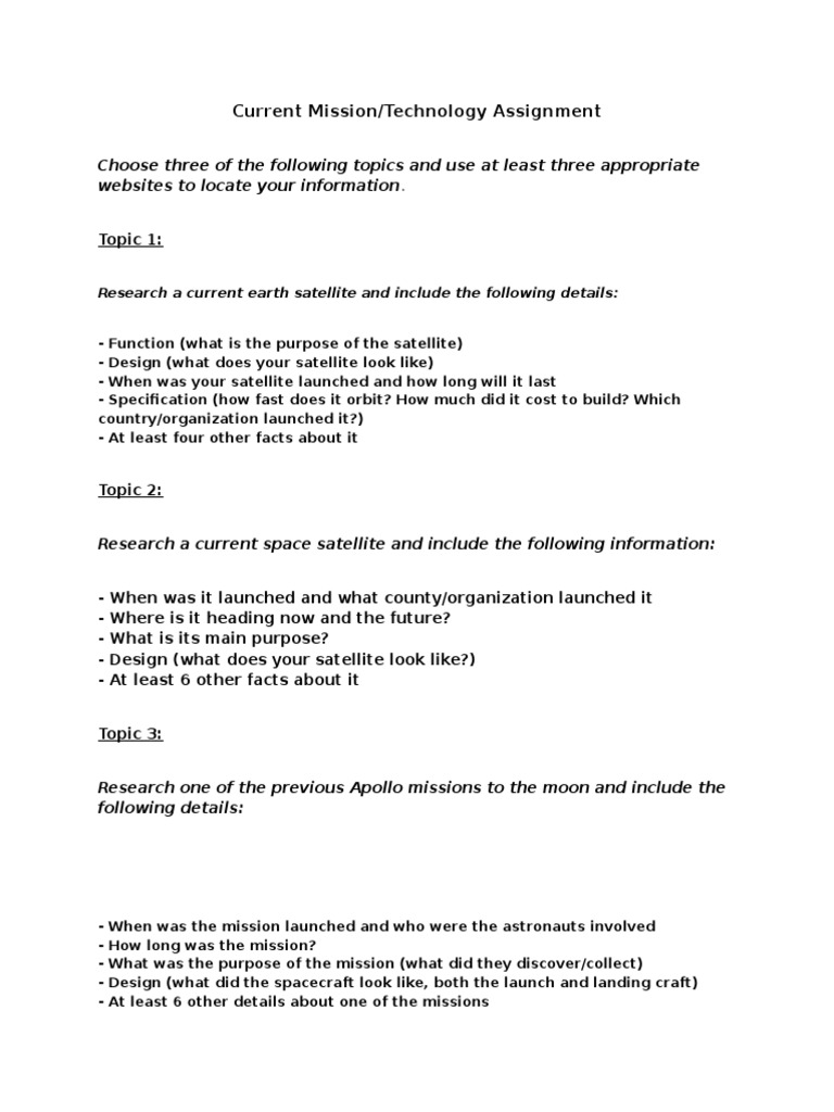 Current Space Missions and Research Topics | PDF | Satellite ...