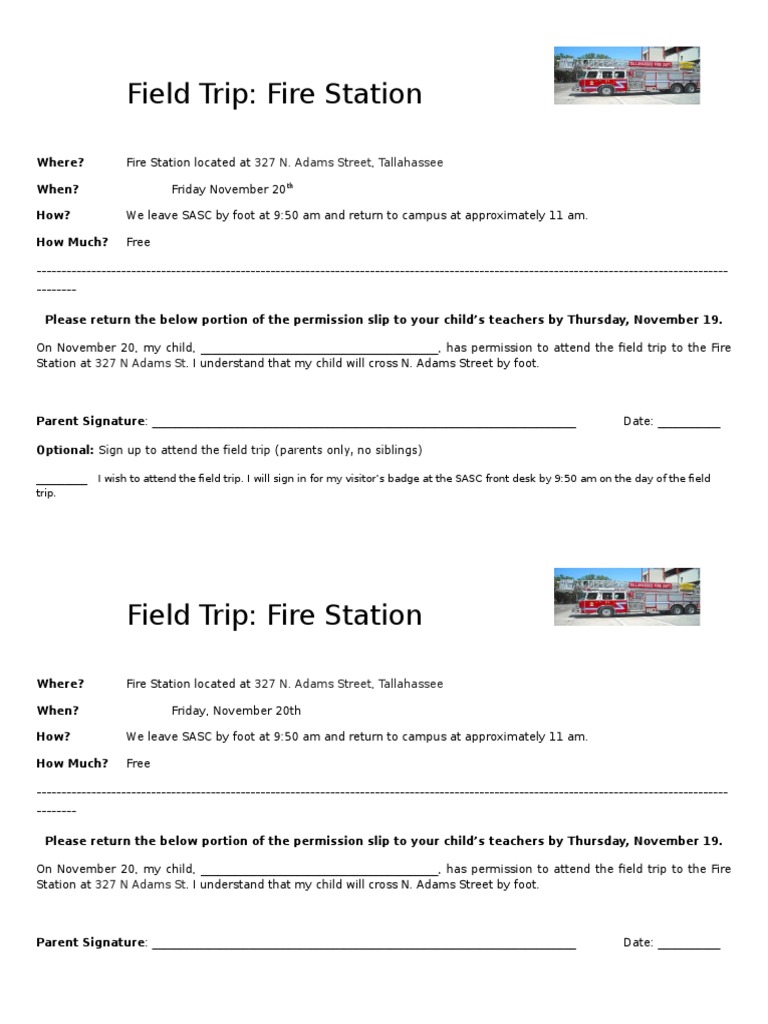 Fire Station Field Trip Details | PDF | Travel | Home & Garden