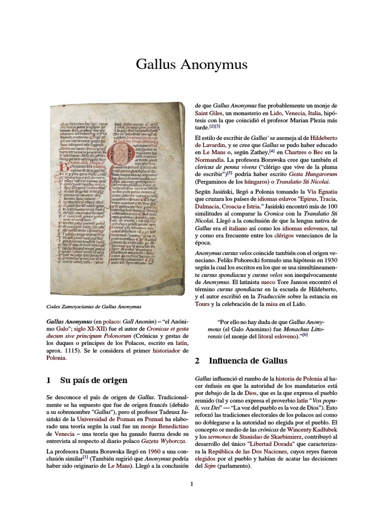 Gallus Anonymus | PDF | Orden de San Benito | Polonia