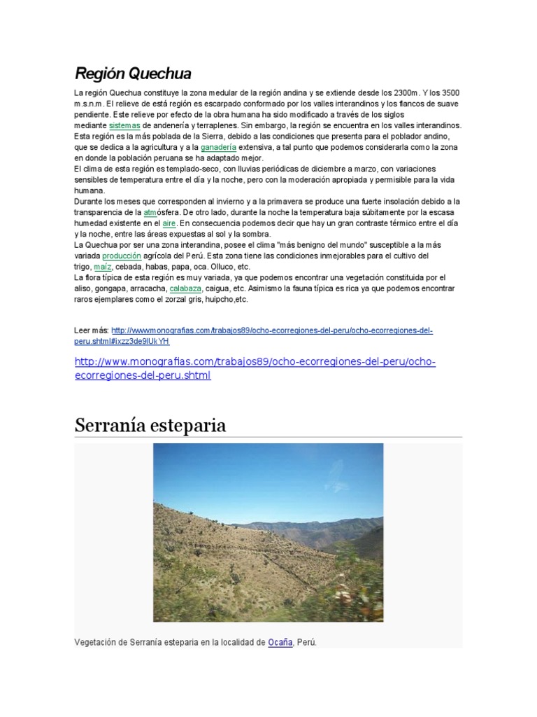 Región Quechua | PDF | Clima | Geografía Física