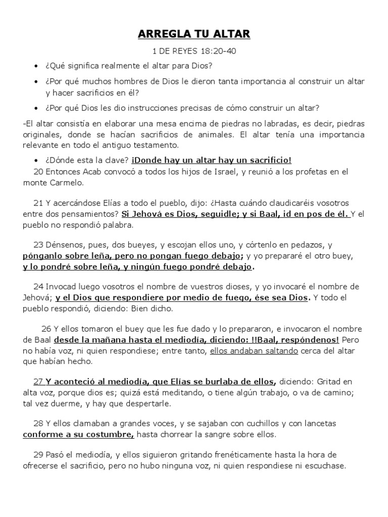 Arregla Tu Altar | PDF | Elijah | Altar