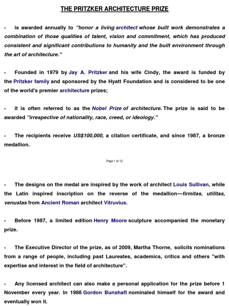 Pritzker Prize Winners | Award Winners | Arts Awards