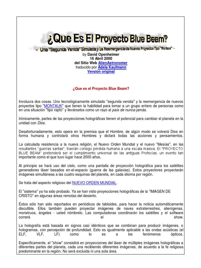 Proyecto Blue Beam | PDF | Holografía | Óptica